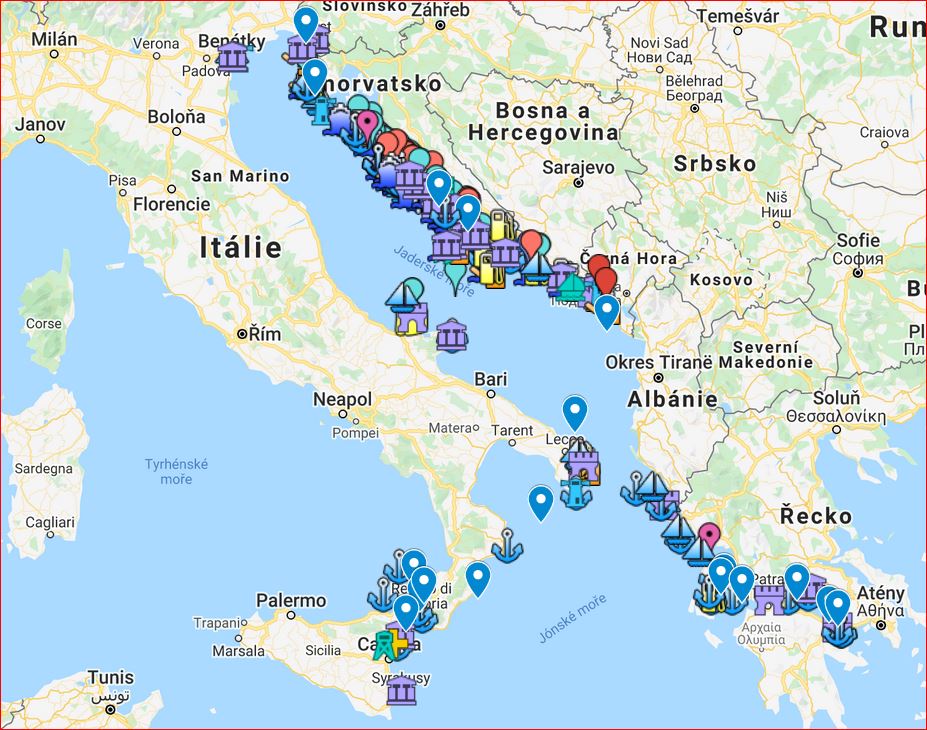 Interaktivní mapa Jadranu :: Létání, jachting.